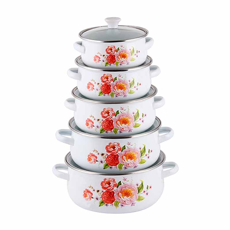 Enamel pot set Reoona 5PCS Chamomile – ყიდვა ყველაზე იაფად ან განვადებით
